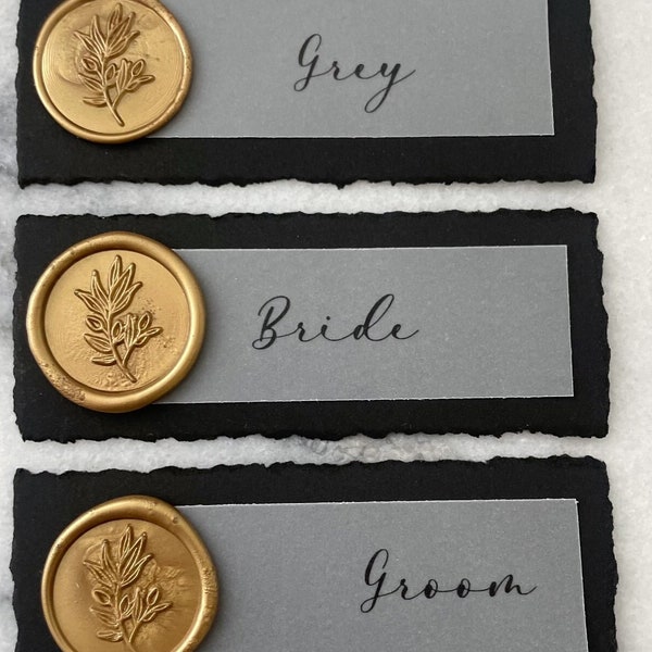 Hand Torn Place Cards and Chiffon Ribbon, Hand Torn Edges, Personalized ...