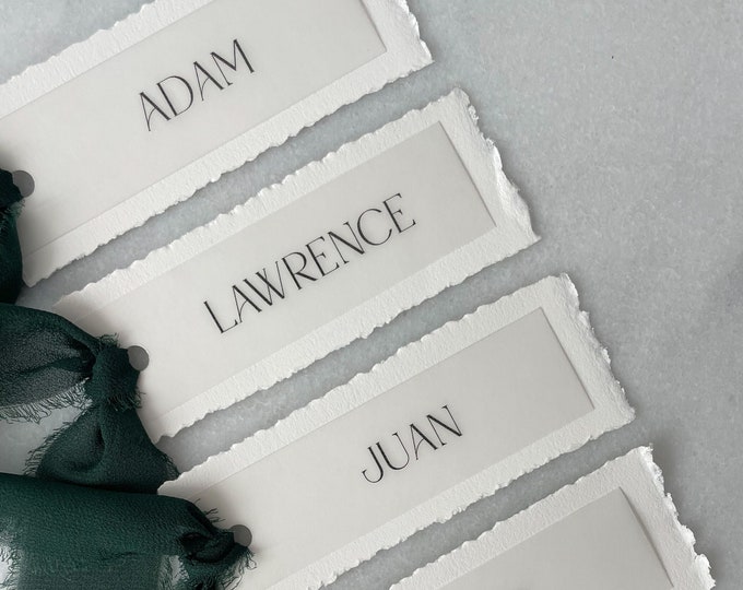 Black Name Cards With Wax Seal, Vellum Place Cards With Wax Seal, Black ...