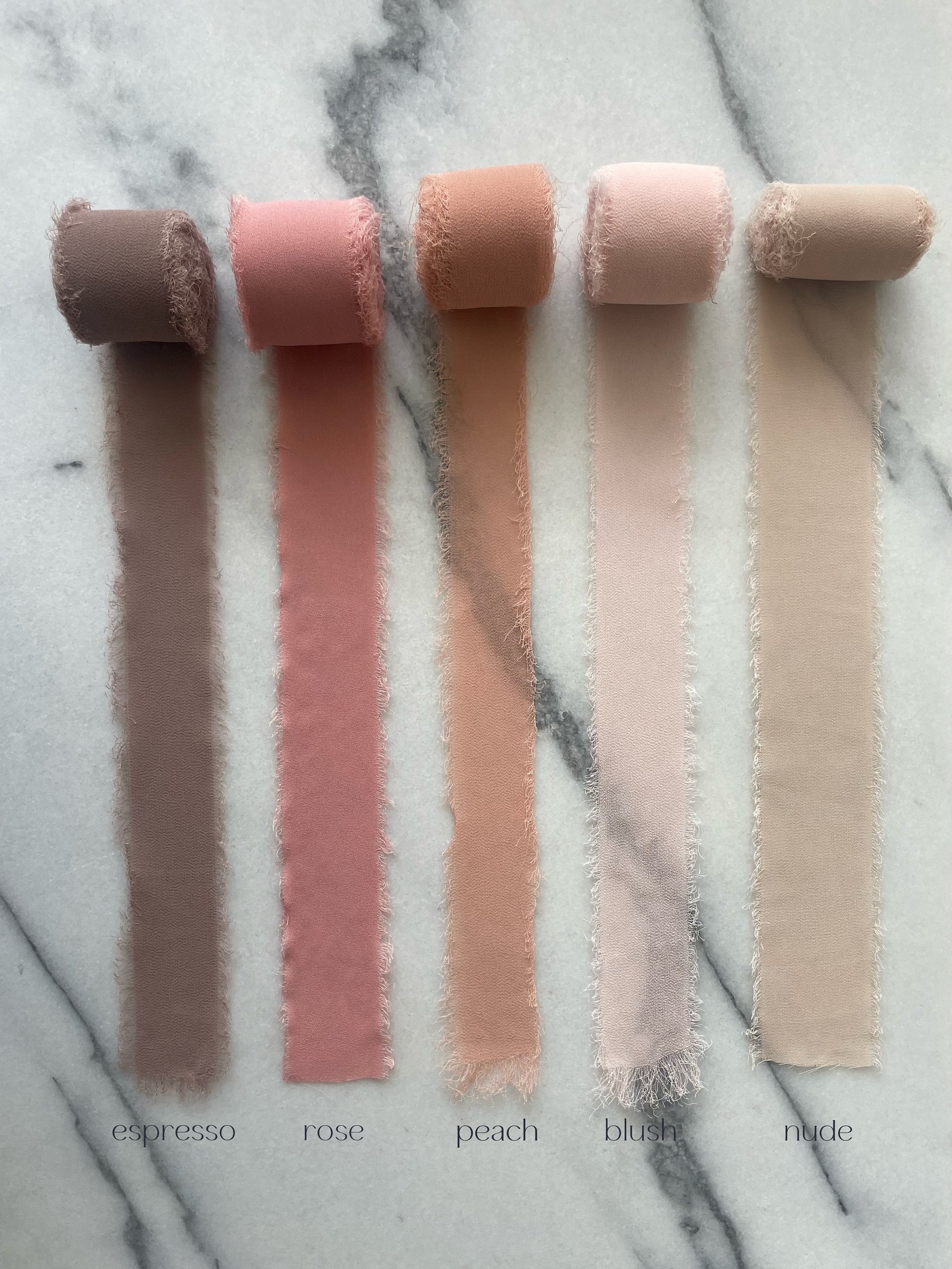 Hand Torn Place Cards and Chiffon Ribbon, Deckle Edge Place Cards With ...