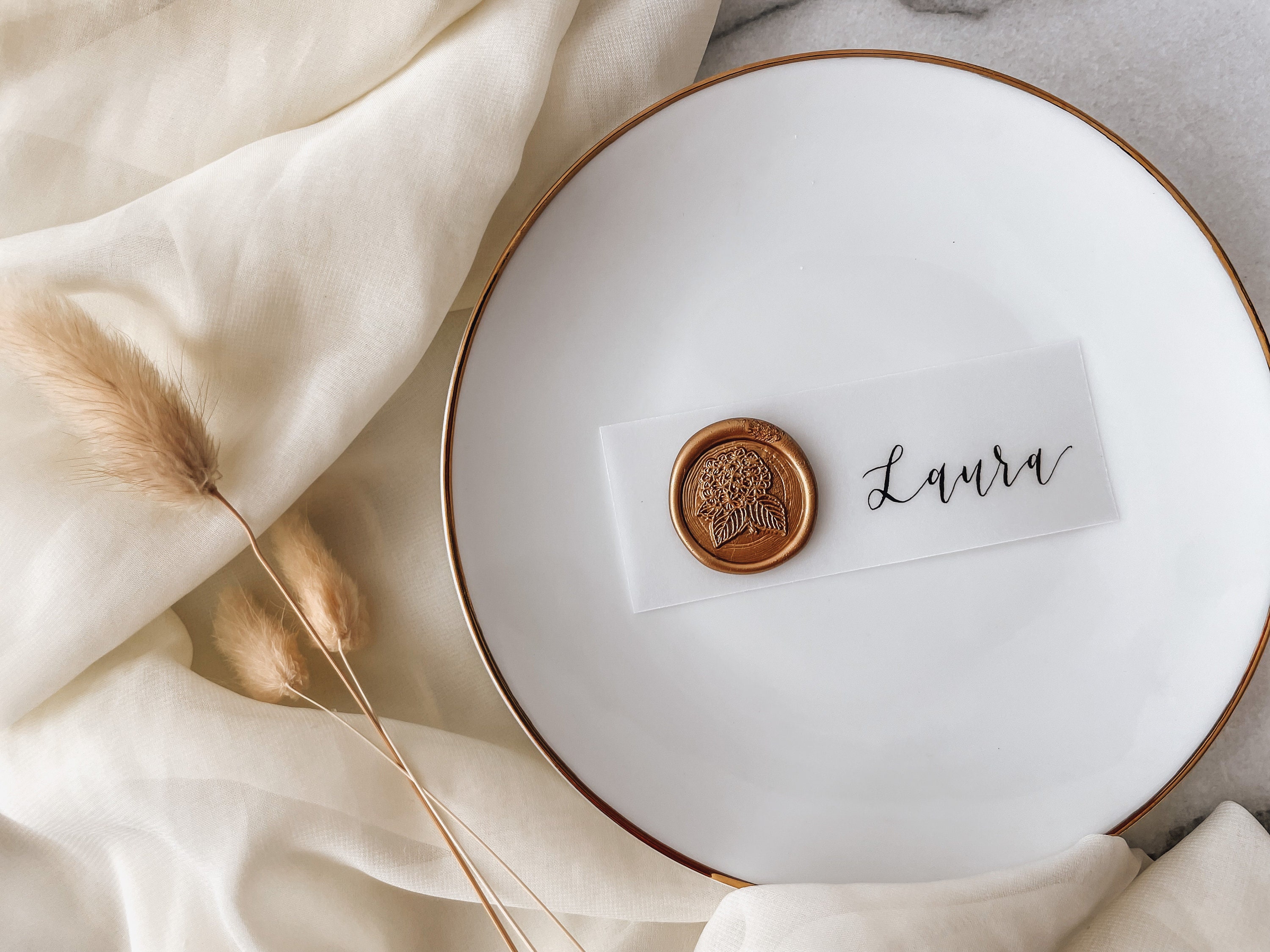 Handwritten Calligraphy Place Cards, Vellum Paper Wax Seal - Etsy