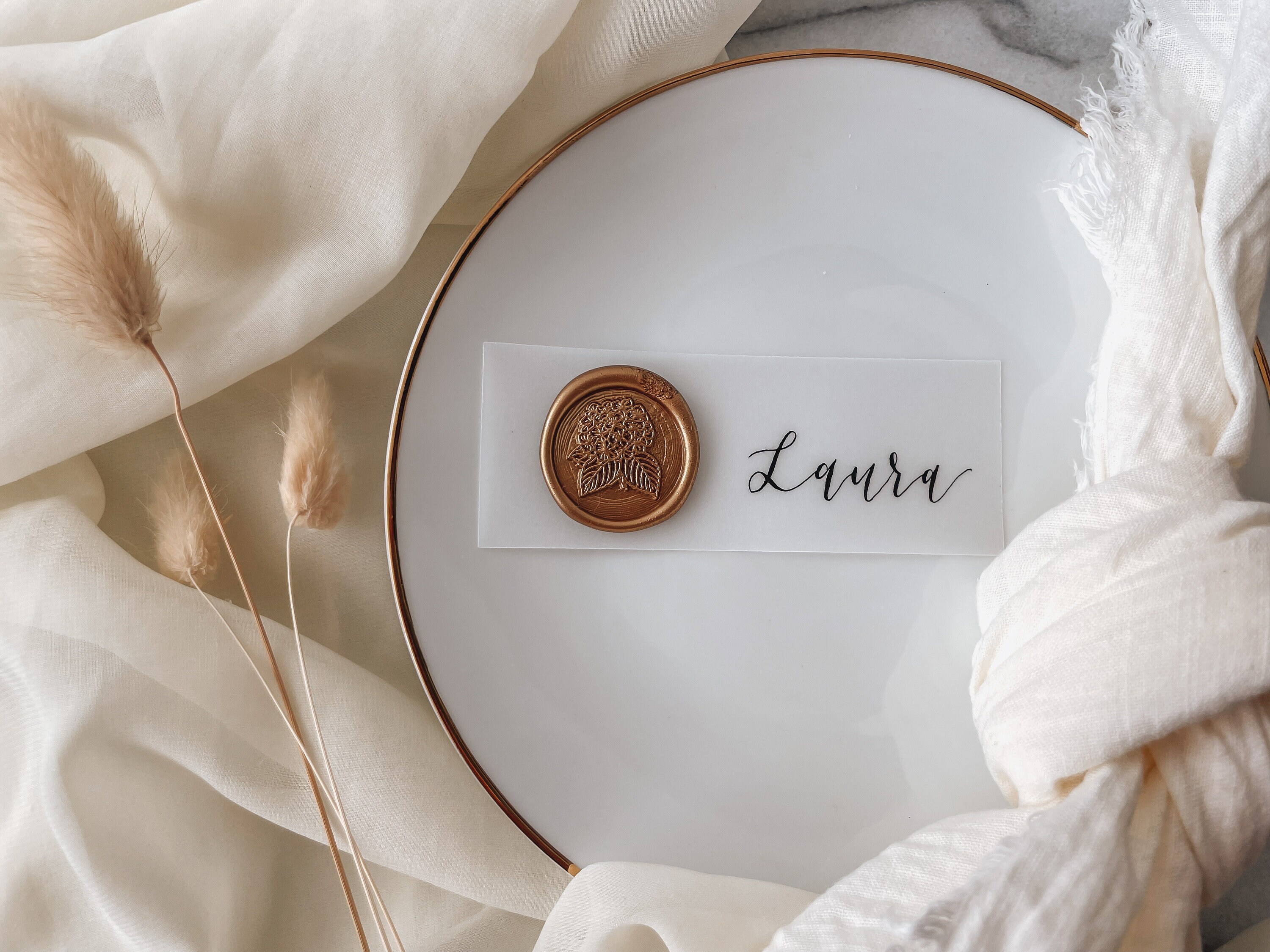 Calligraphy Place Cards With Wax Seal, Handwritten Place Cards, Hand ...