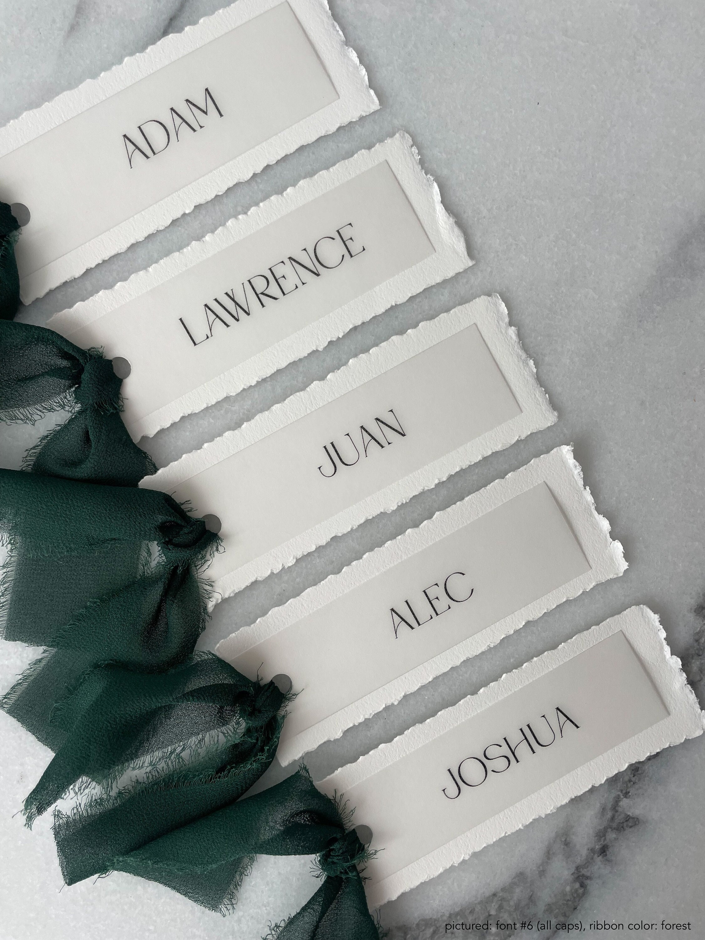 Ribbon Place Cards, Deckle Edge Place Cards, Hand Torn Place Cards and ...