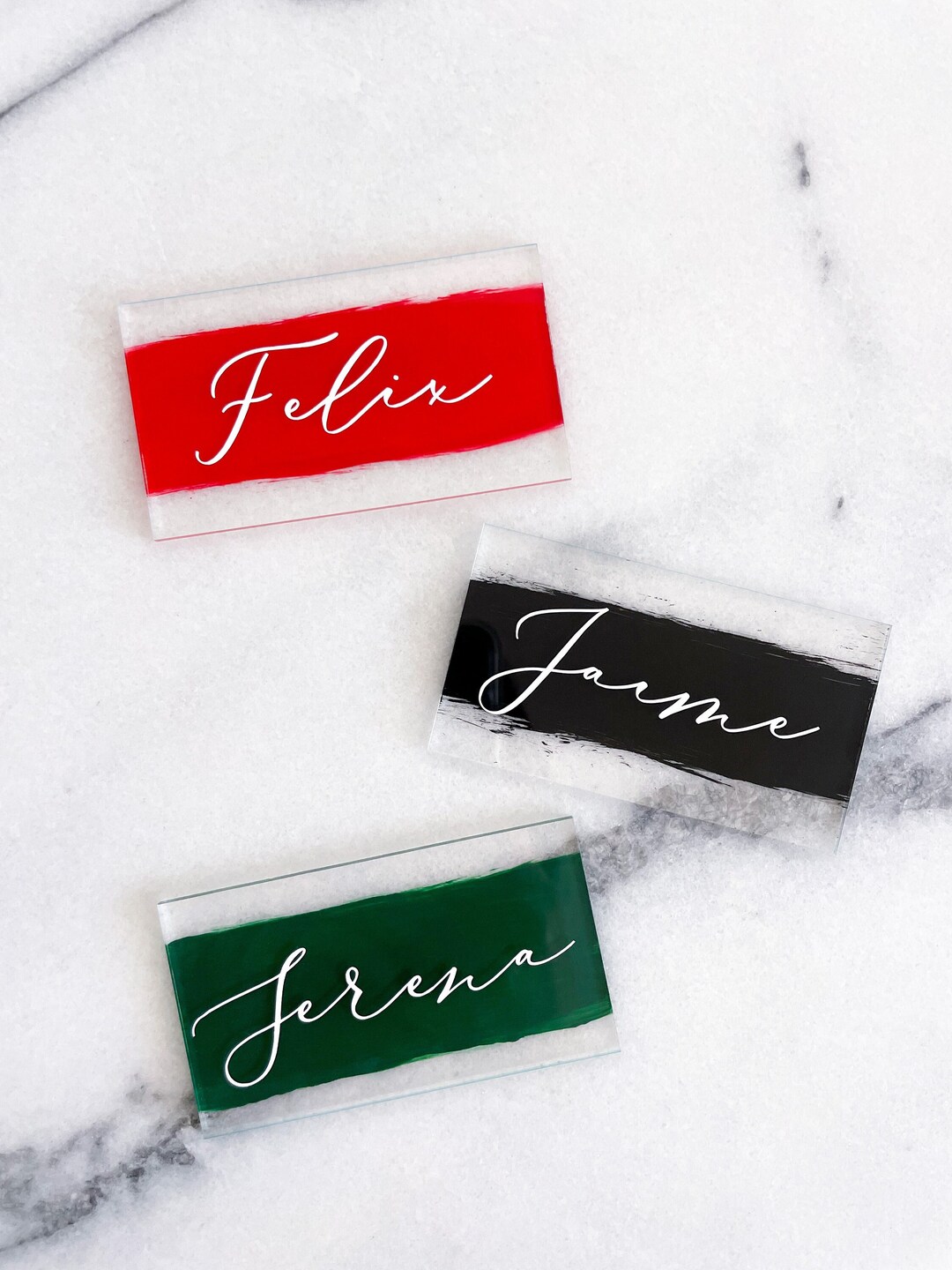 Personalized Acrylic Place Cards, Painted Clear Name Cards, Wedding ...