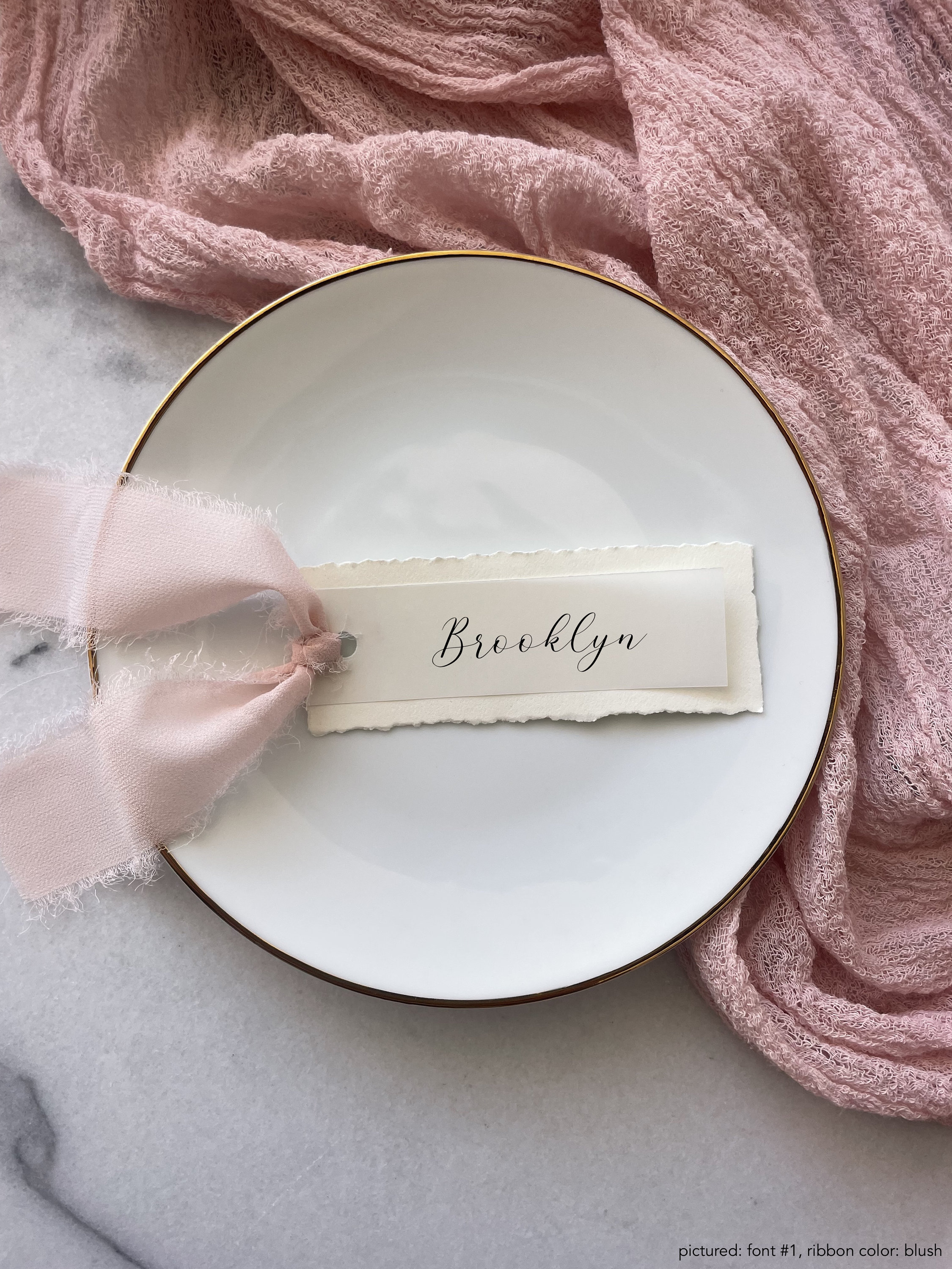 Ribbon Place Cards, Deckle Edge Place Cards, Hand Torn Place Cards and ...
