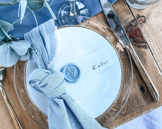 Black Name Cards With Wax Seal, Vellum Place Cards With Wax Seal, Black ...