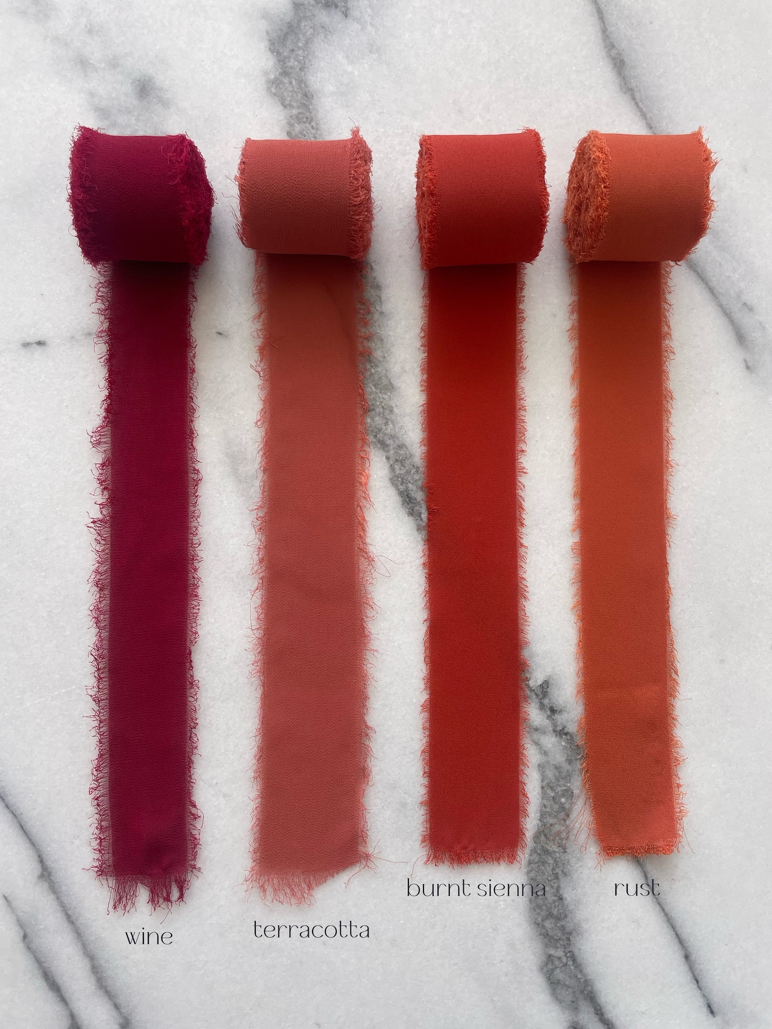 Hand Torn Place Cards and Chiffon Ribbon, Deckle Edge Place Cards With ...