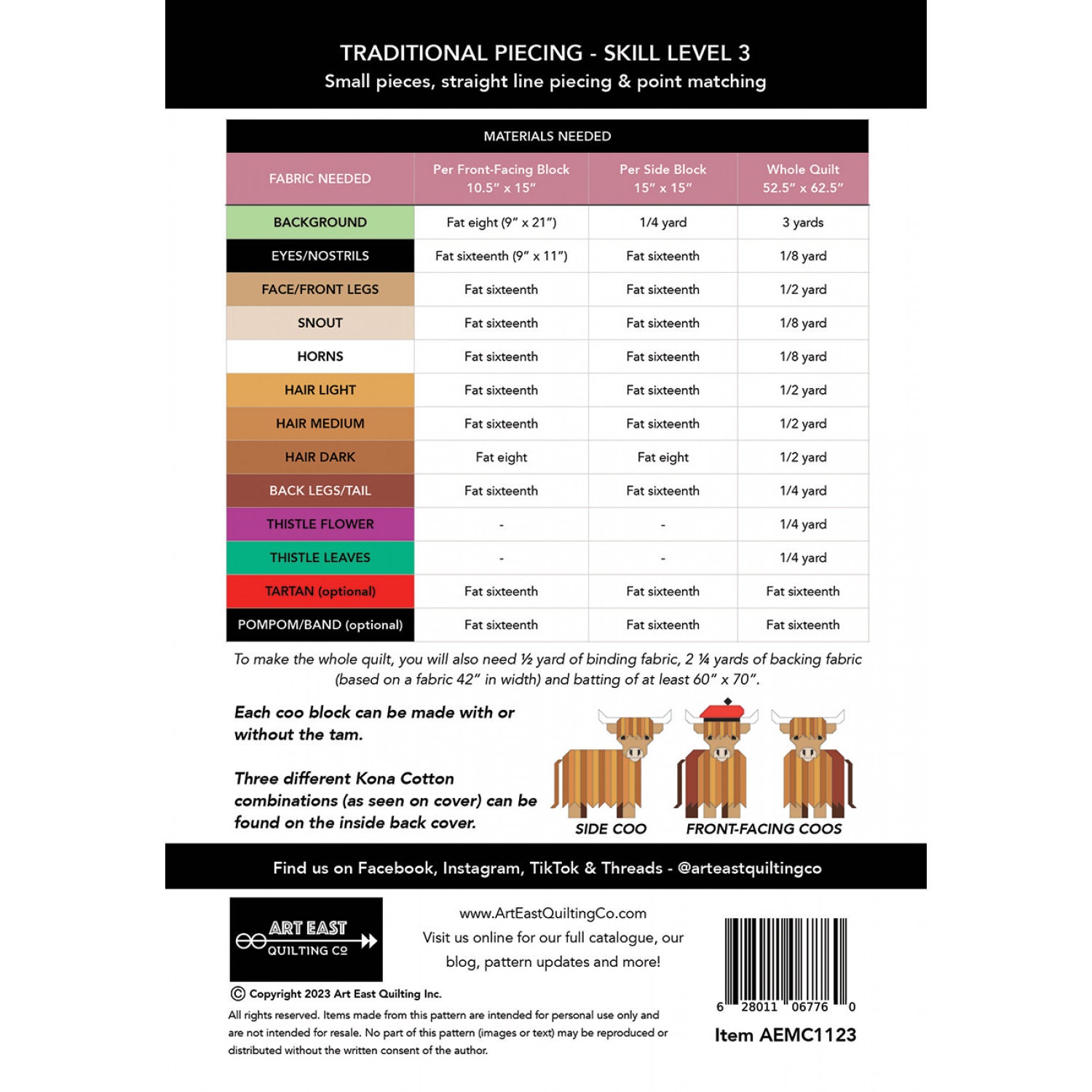 Mini Coos A Highland Cow Quilt Pattern Art East Quilting Co - Etsy