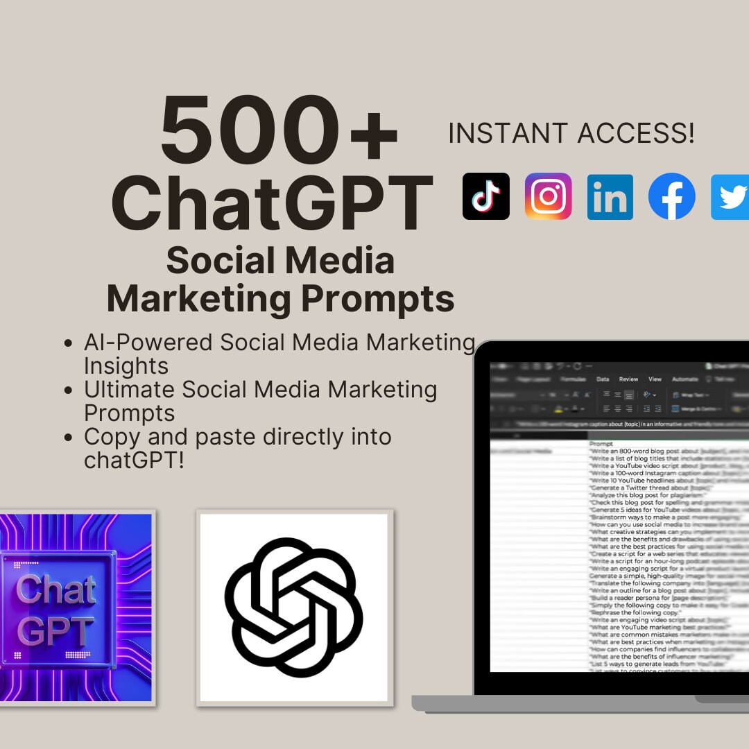 500 Chatgpt Prompts for Social Media Marketing Twitter Tiktok Instagram ...