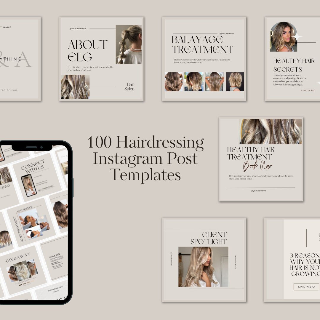 100 Hairdressing Instagram Post Templates, Hairstylist Hairdresser ...