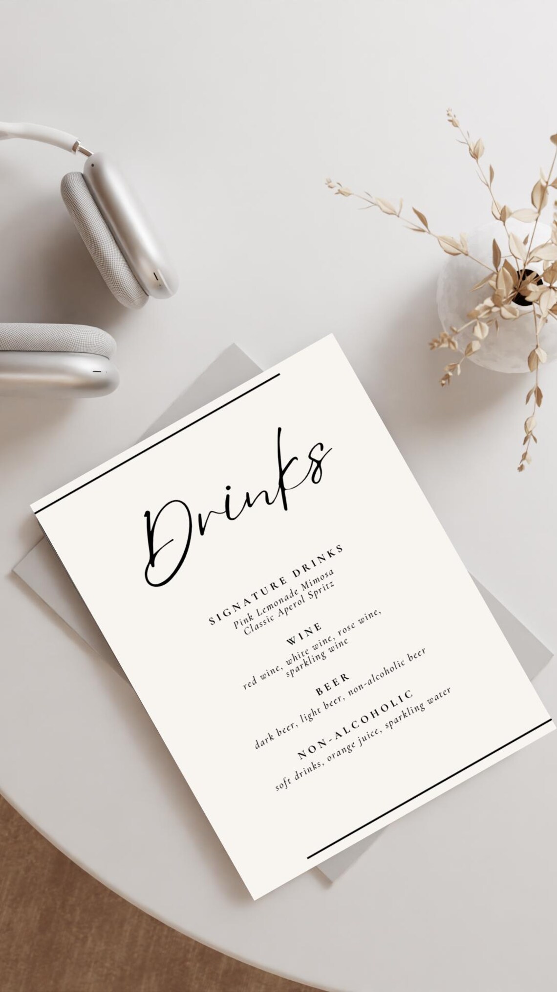 Menu Bar Template, Date Night Party Host Modern Minimalist Menu Card ...