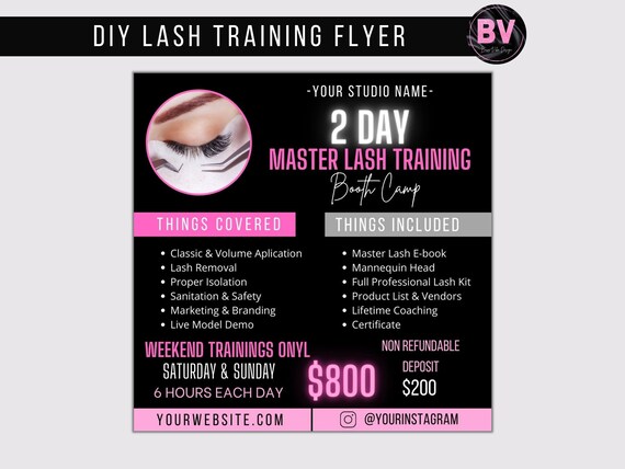 Graphic Design Paper & Party Supplies lash technician Flyer Master Lash ...