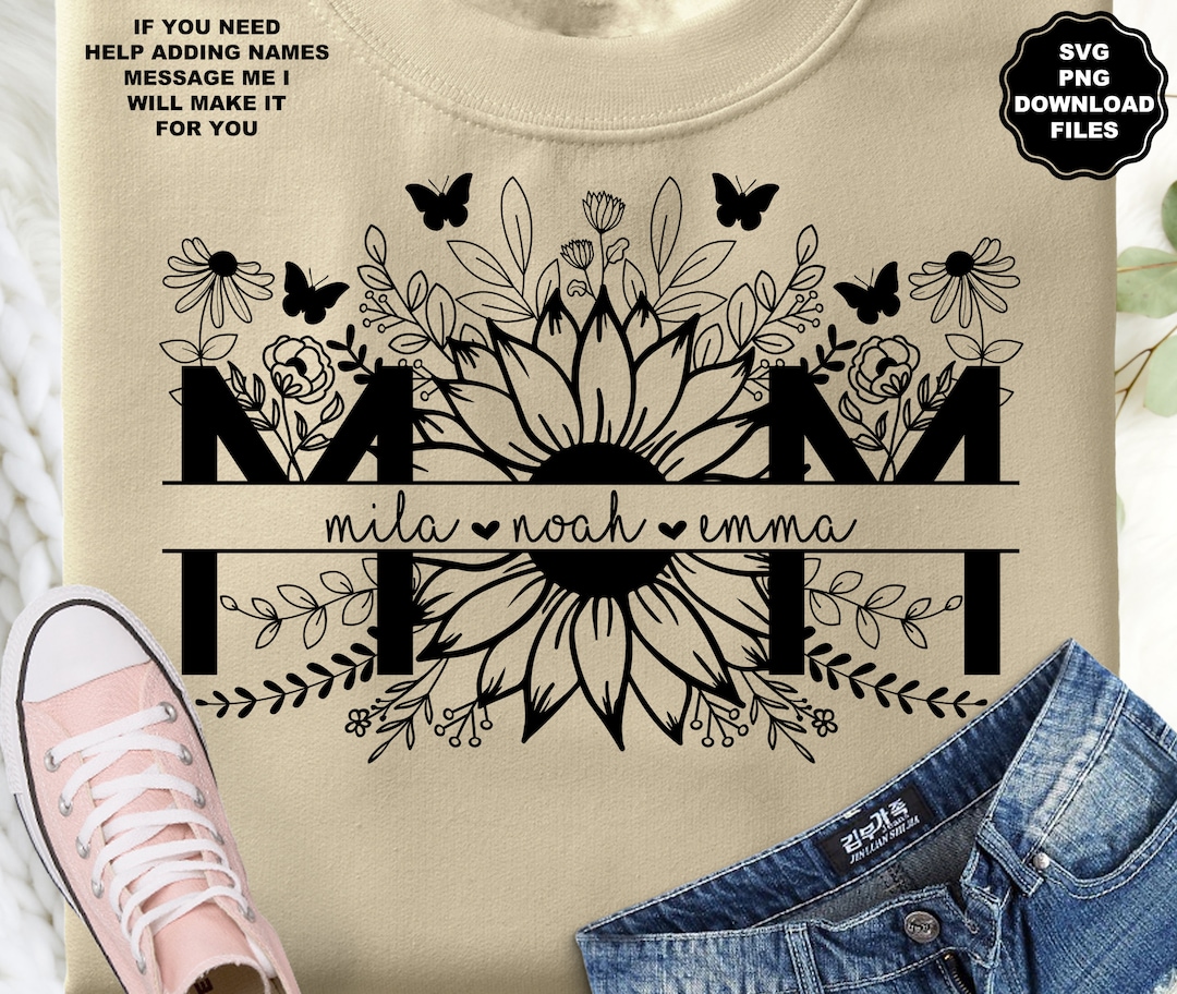 Mom Split Monogram Svg, Add Kids Names, Mother's Day SVG, Mom ...