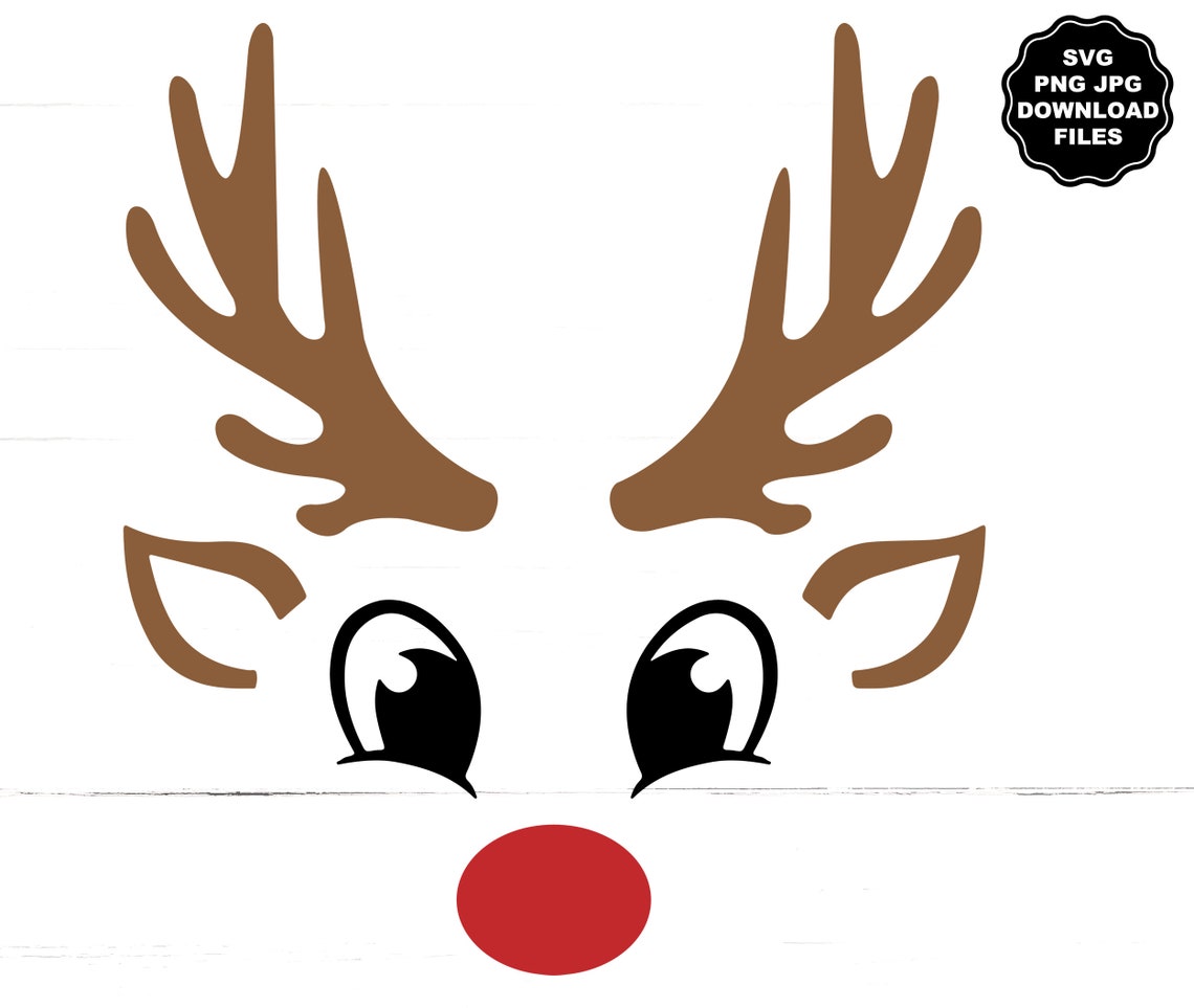 Rudolph Reindeer Boy Face SVG Merry Christmas Add Name - Etsy