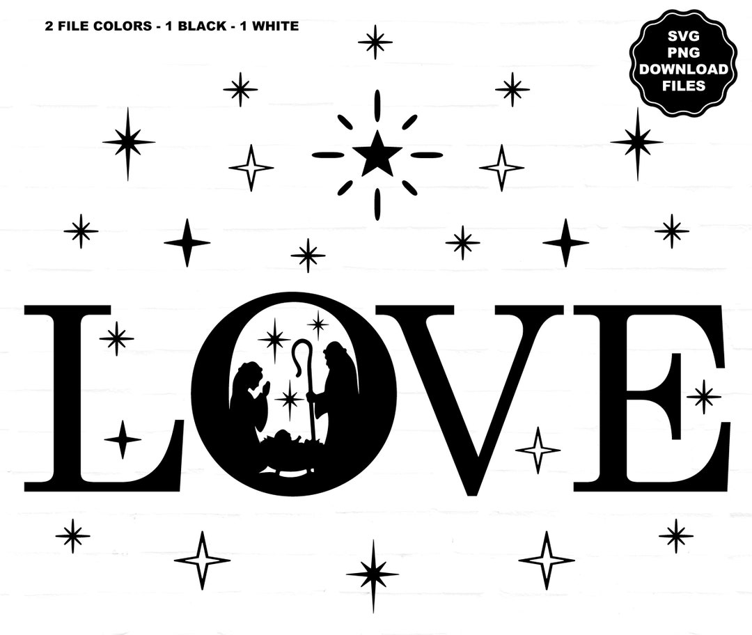 LOVE Letters Manger SVG Joy Manger PNG Nativity Mary Joseph Jesus ...