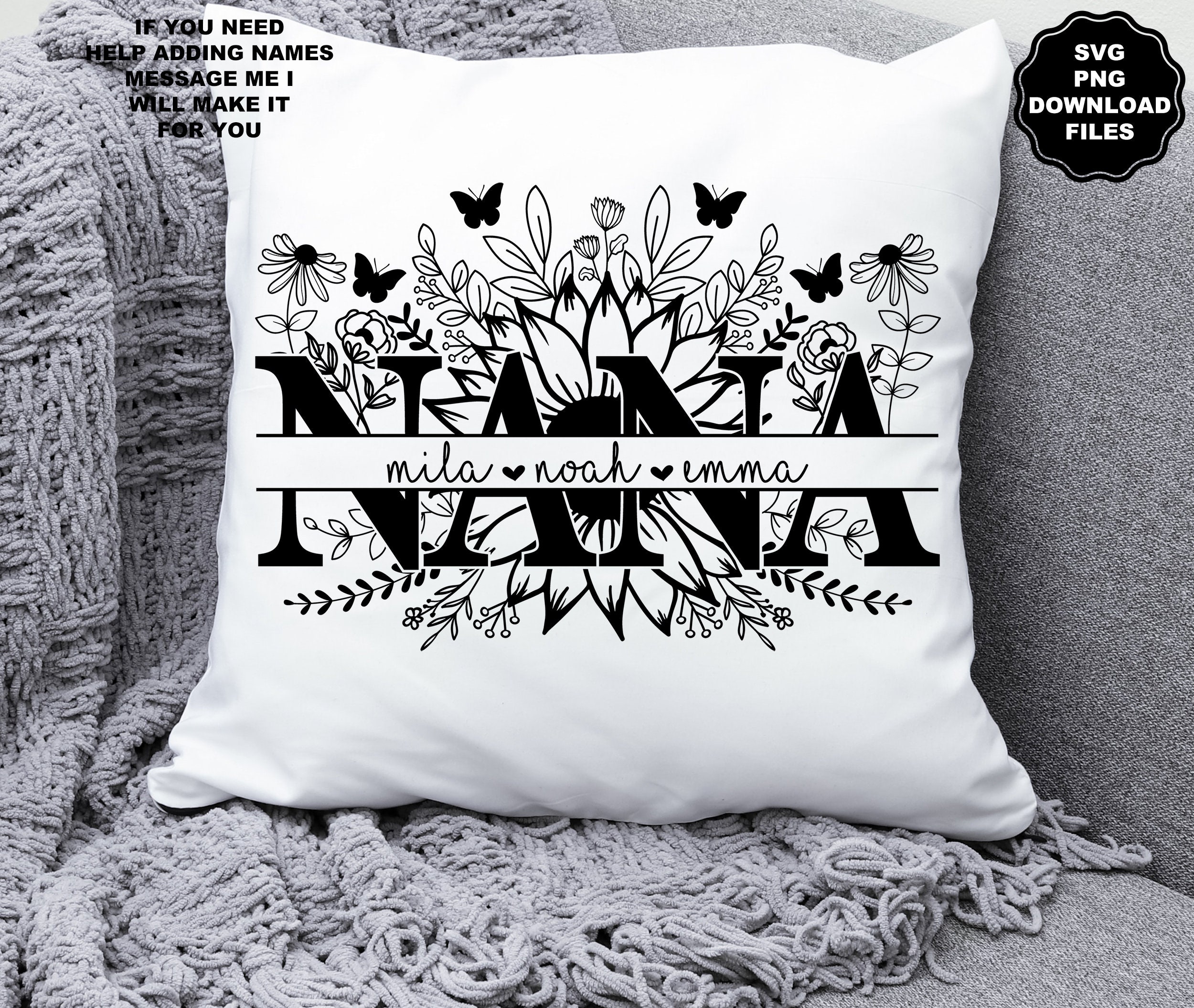 Nana Split Monogram Svg, Add Kids Names, Mother's Day SVG, Mom ...