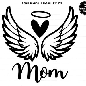 Mom Angel Wings SVG, in Loving Memory, Angel Wings Heart, Name With ...