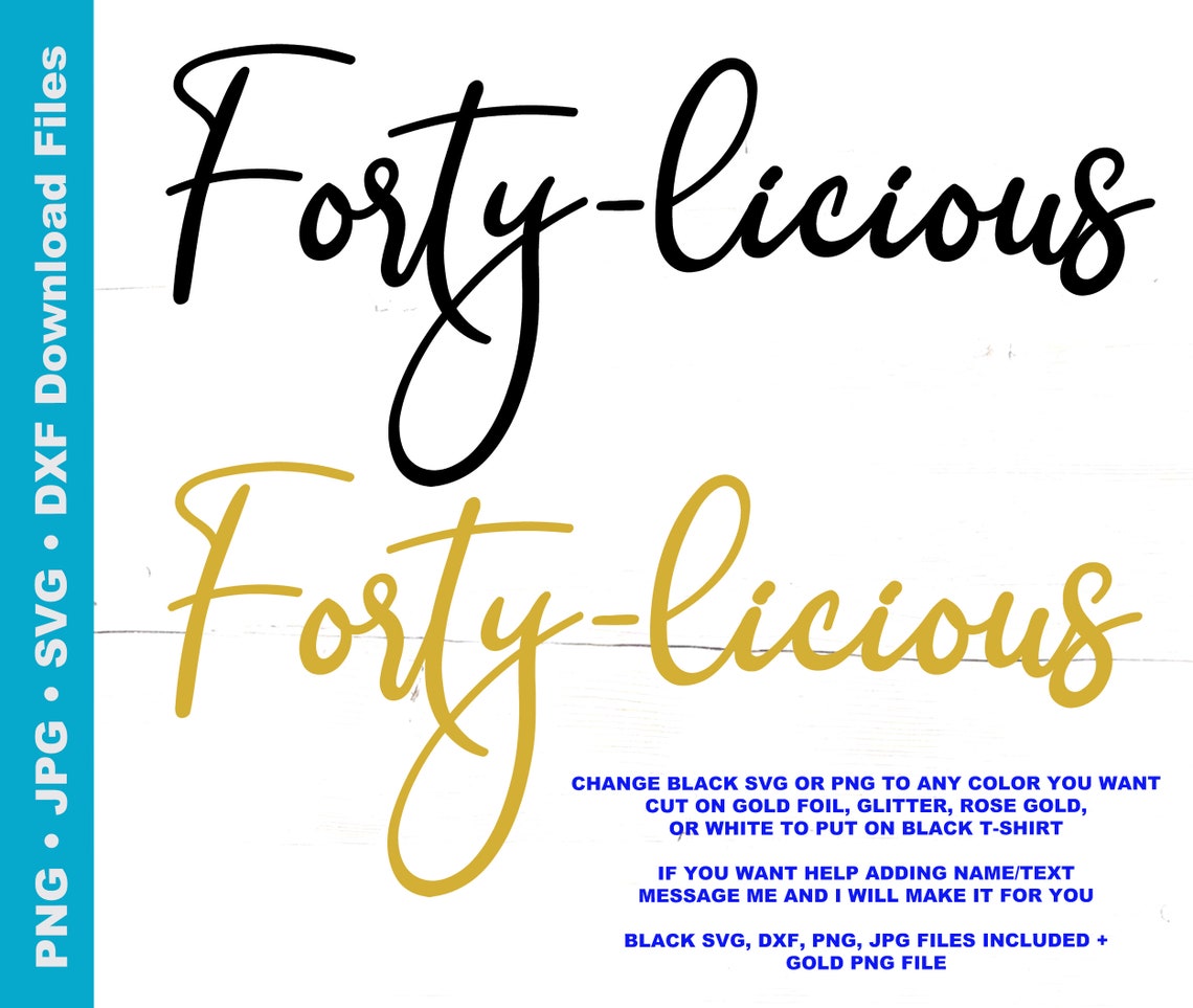 Forty-licious SVG Add Name 40th Birthday Celebration - Etsy