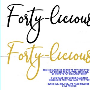 Forty-licious SVG Add Name 40th Birthday Celebration - Etsy