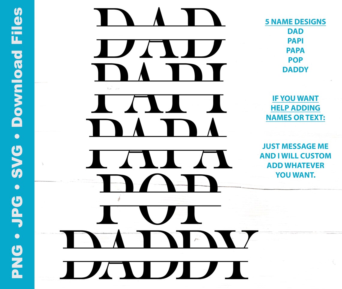 DAD Split Monogram Svg Daddy Svg Pop Svg Papa Svg Papi - Etsy