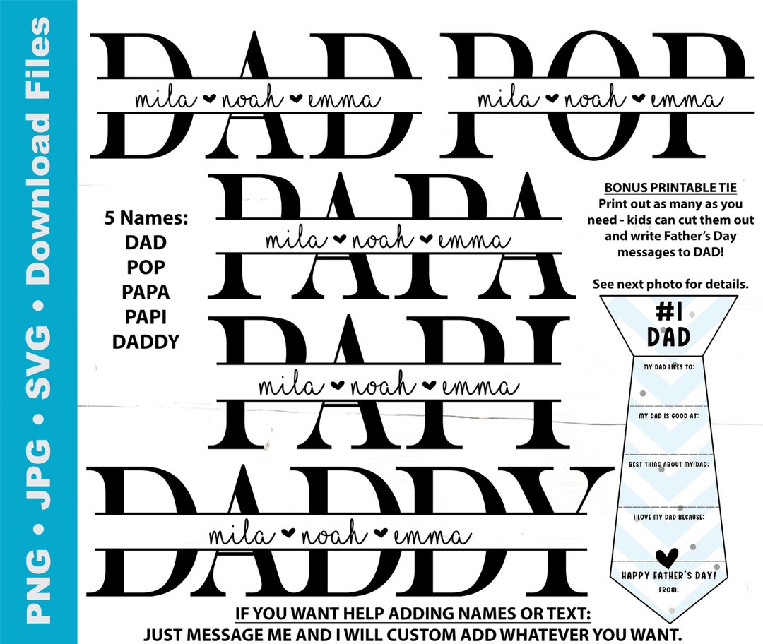DAD Split Monogram Svg Daddy Svg Pop Svg Papa Svg Papi - Etsy