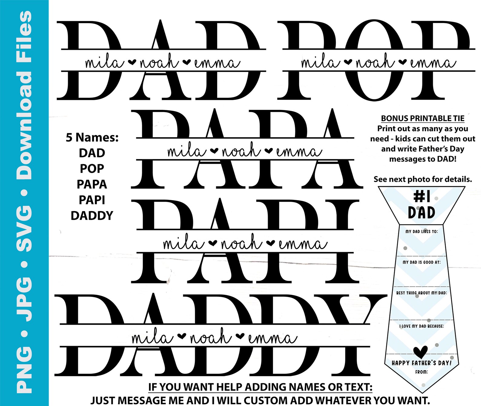 DAD Split Monogram Svg Daddy Svg Pop Svg Papa Svg Papi - Etsy Australia