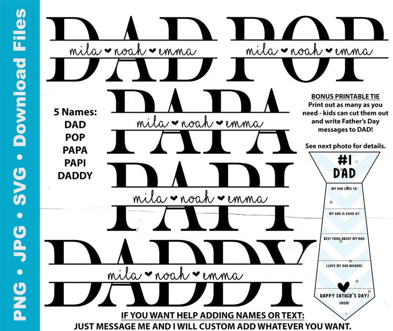 DAD Split Monogram Svg Daddy Svg Pop Svg Papa Svg Papi - Etsy