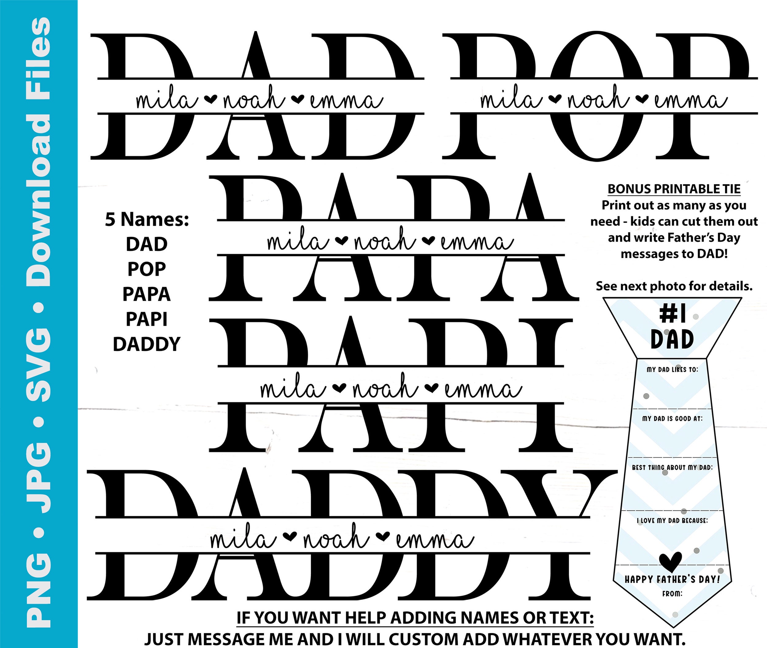 DAD Split Monogram Svg Daddy Svg Pop Svg Papa Svg Papi - Etsy