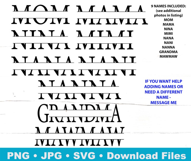 Mom Split Monogram Svg Add Kids Names Mama Svg Nina Svg - Etsy