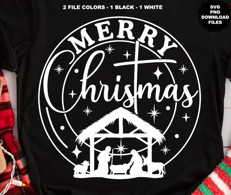 Christmas SVG PNG, Manger SVG, Merry Christmas, Manger Silhouette ...