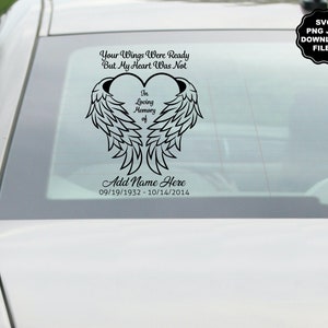 In Loving Memory Angel Wings SVG, Angel Wings Heart, Add Name and Date ...