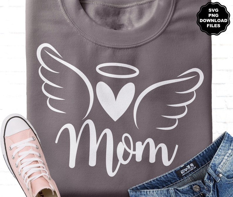 Mom Angel Wings SVG, in Loving Memory, Angel Wings Heart, Name With ...