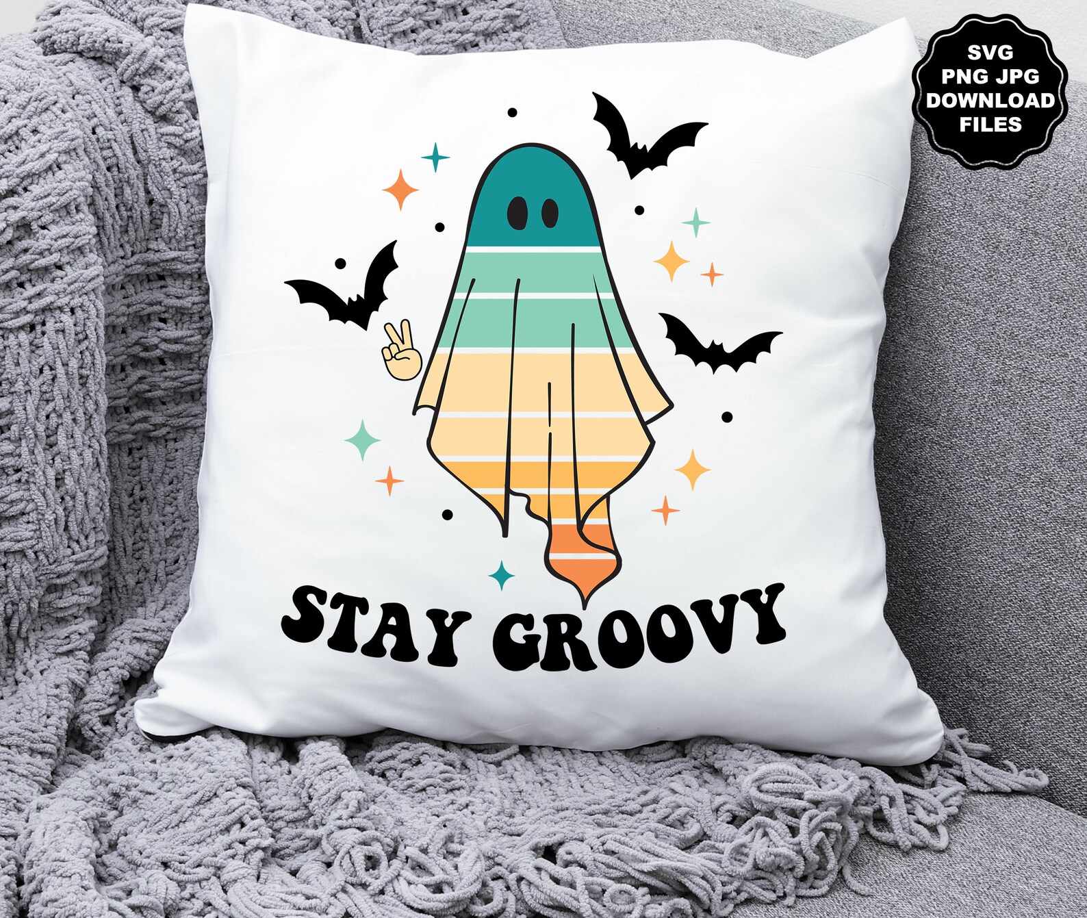 Retro Halloween Ghost SVG, Stay Groovy Ghost, Halloween Ghost SVG ...