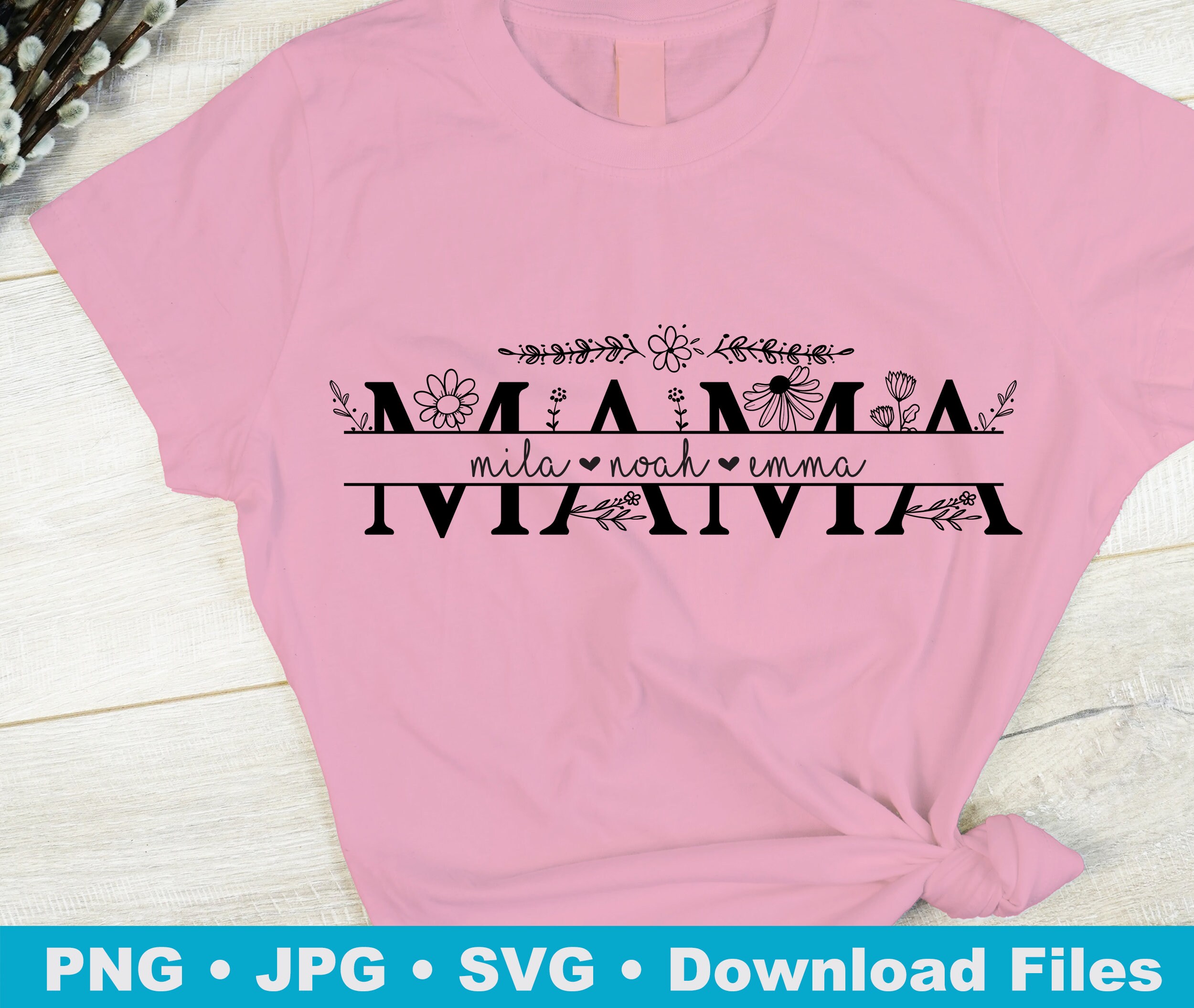 Mom Split Monogram Svg Add Kids Names Svg Wildflower Split - Etsy