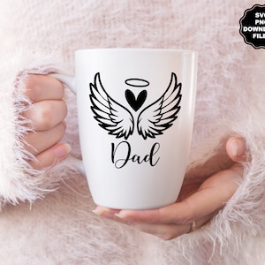 Dad Angel Wings SVG, in Loving Memory, Angel Wings Heart, Name With ...