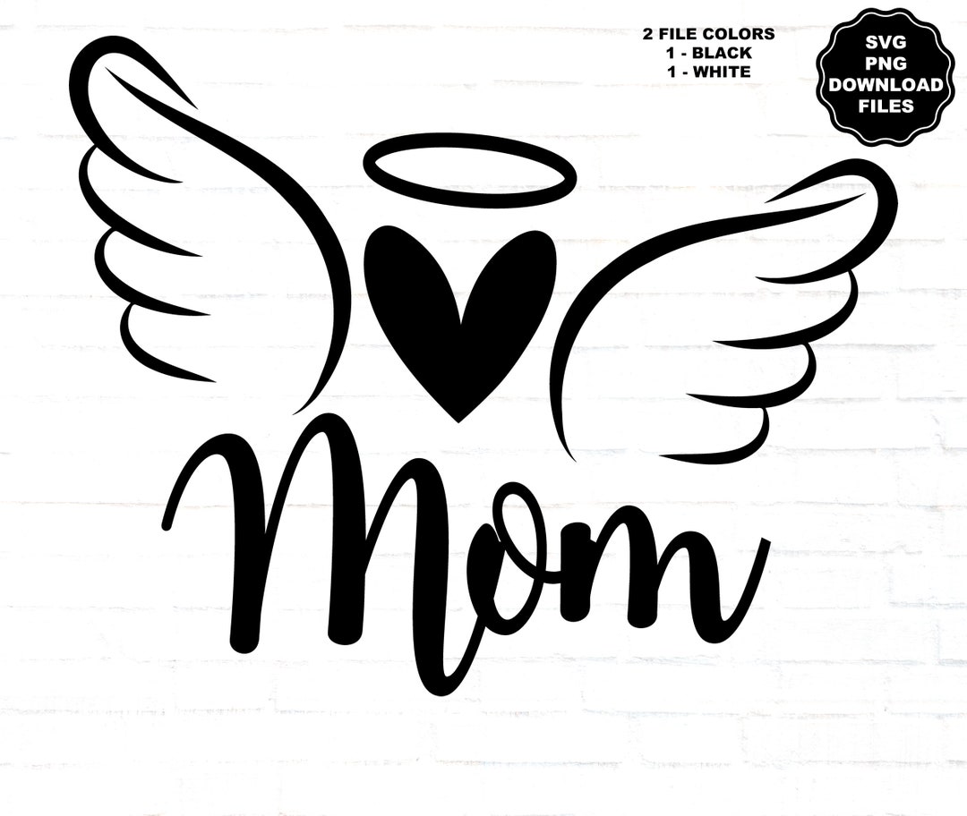Mom Angel Wings SVG, in Loving Memory, Angel Wings Heart, Name With ...