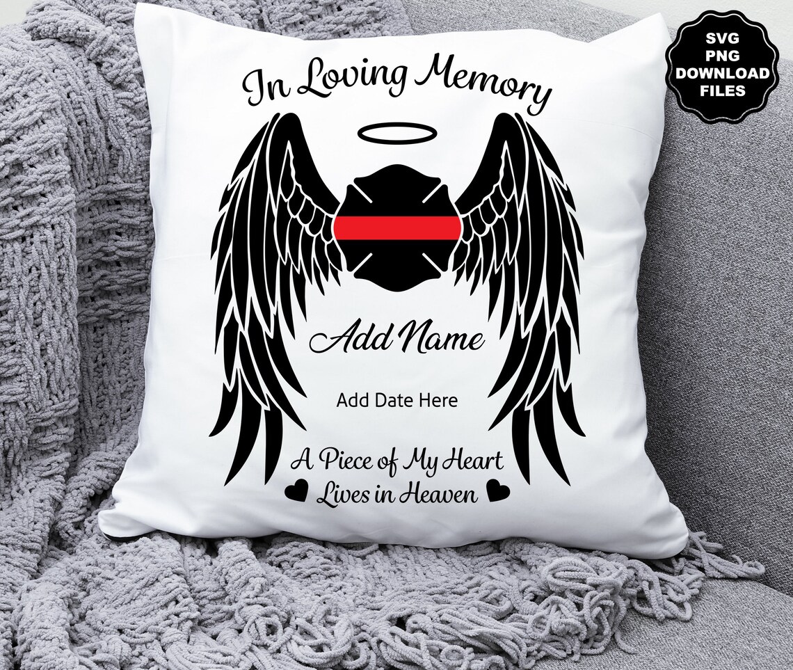 In Loving Memory Angel Wings SVG Firefighter, Angel Wings Fireman ...