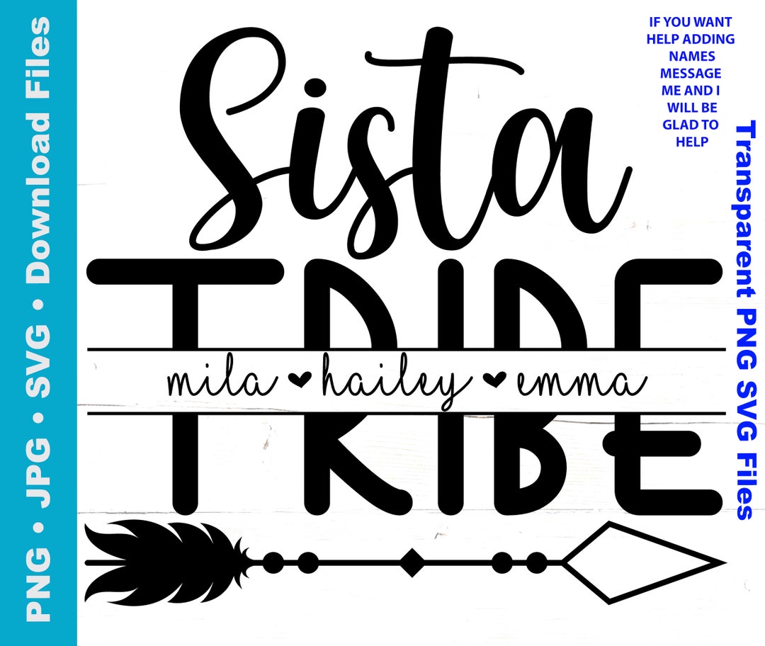 Sista Tribe Split Monogram SVG, Sisters Svg, Boho Arrow Feather SVG ...