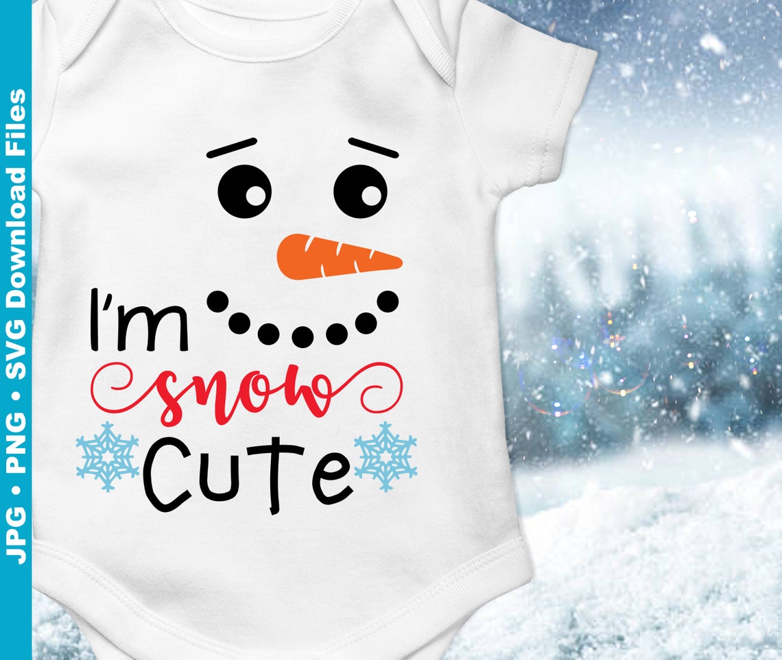 I'm Snow Cute Snowman Face SVG PNG Carrot Nose - Etsy