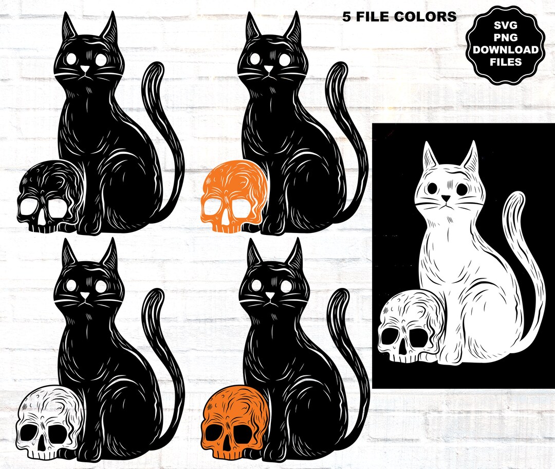 Black Cat SVG Skull Magic Witchcraft Celestial Boho Black Cat Magic Cat ...
