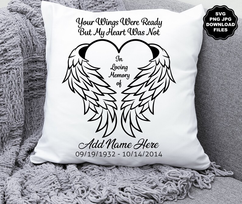 In Loving Memory Angel Wings SVG Angel Wings Heart Add Name - Etsy