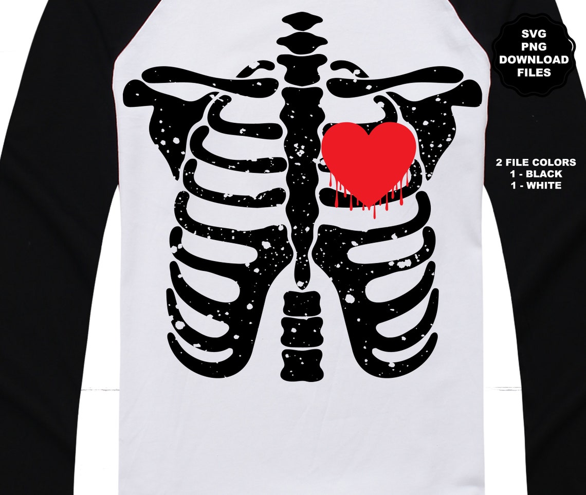 Grunge Ribcage Dripping Blood Heart SVG Distressed Skeleton - Etsy
