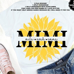 Mimi Split Monogram Svg Png, Mimi Sunflower Split Monogram Svg Png, Add ...