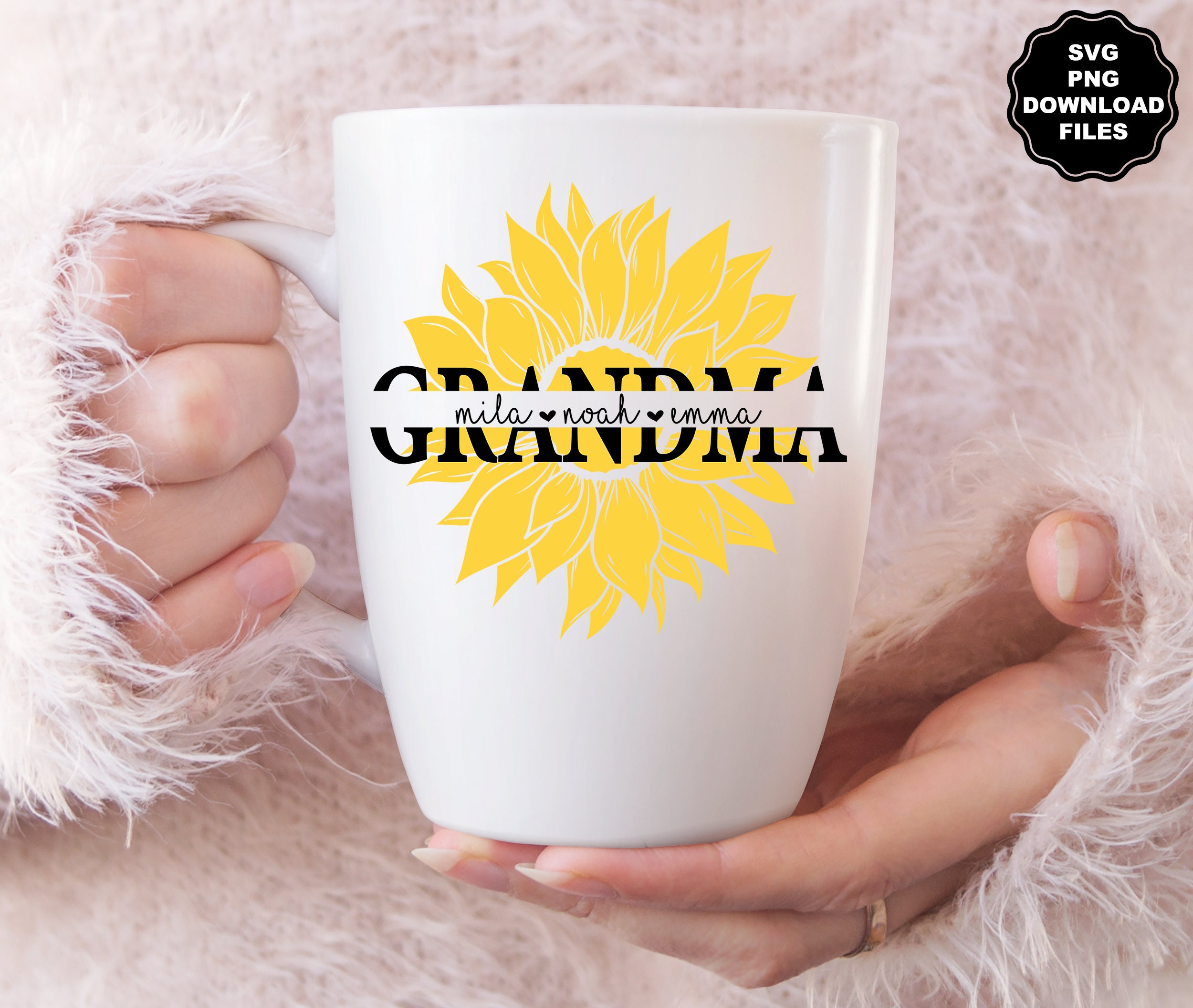 Grandma Split Monogram Svg Png, Sunflower Split Monogram Svg Png, Add ...