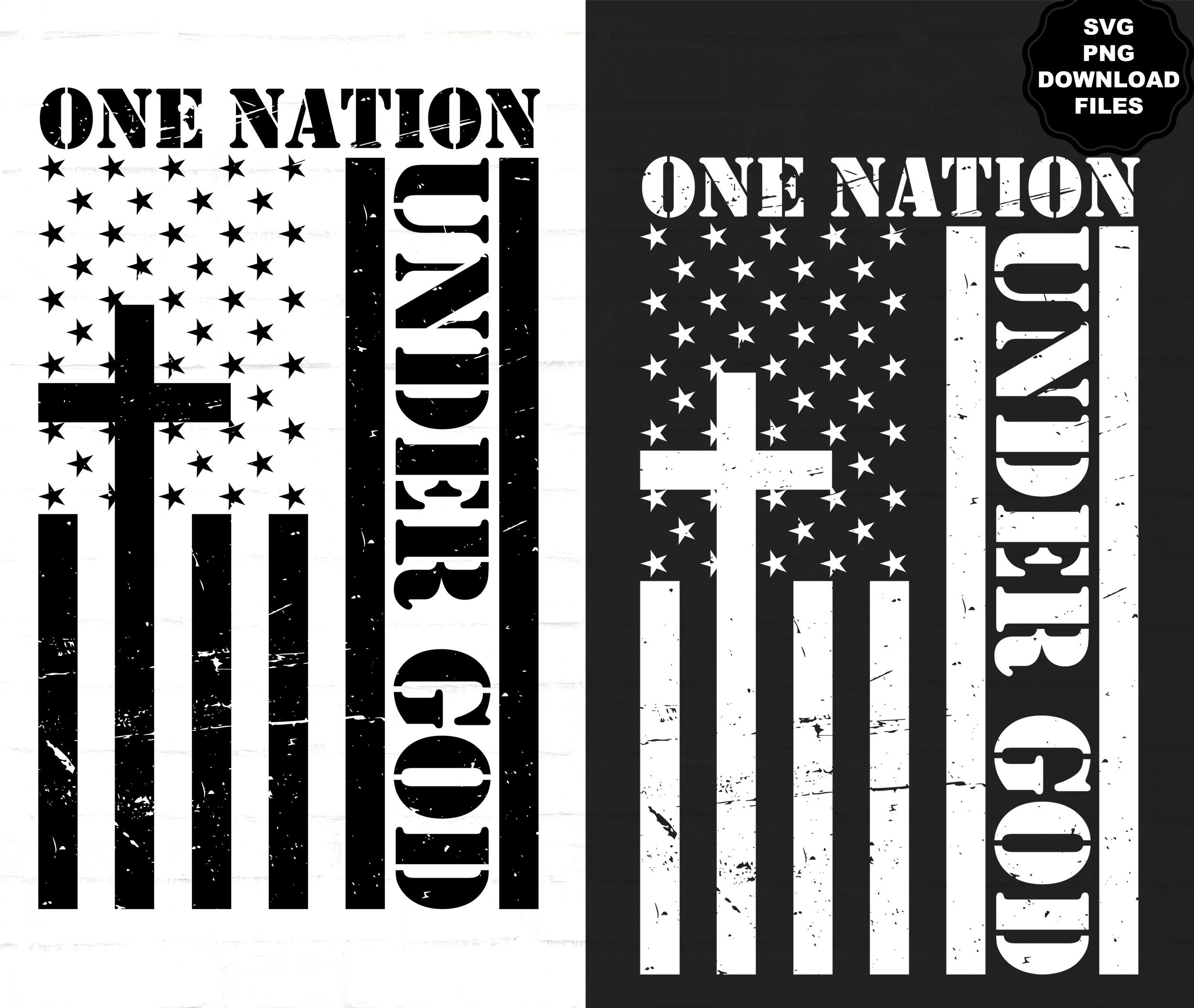 One Nation Under God, Distressed American Flag Cross, Patriotic ...