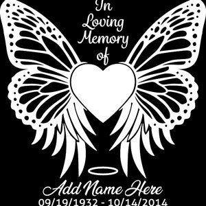 In Loving Memory Butterfly Angel Wings SVG, Angel Wings Heart Halo ...