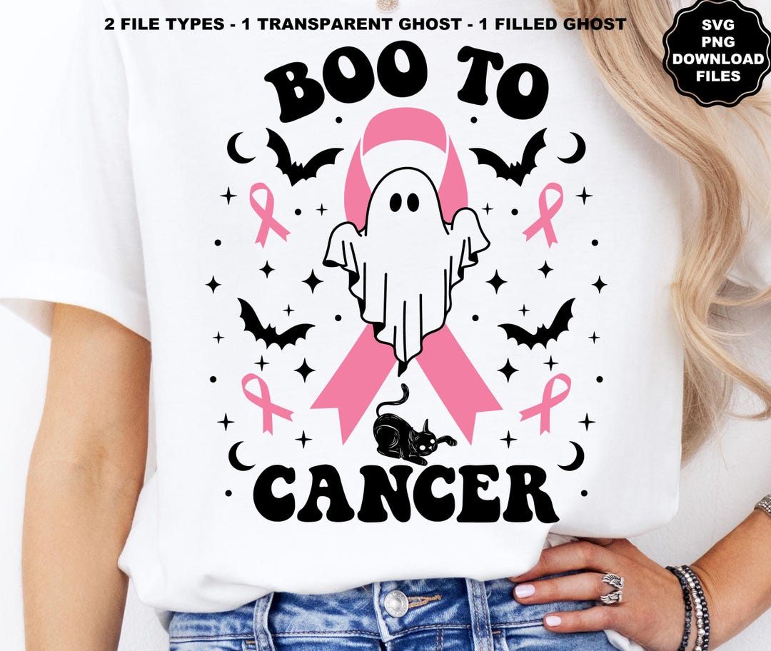 Boo to Cancer Ghost SVG, October Breast Cancer Awareness Month, Pink ...