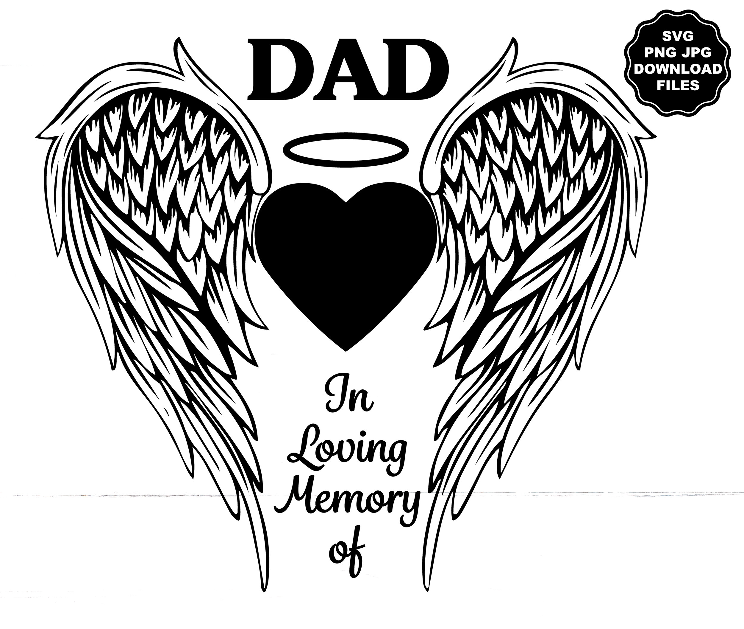 Dad in Loving Memory Angel Wings SVG Add Name Angel Wings - Etsy