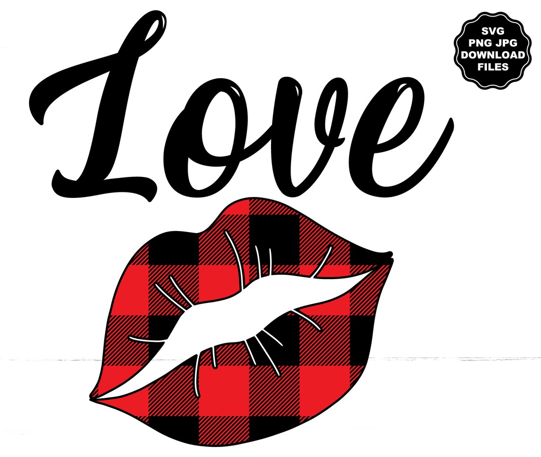 Buffalo Plaid Kissing Lips SVG, Love Lips, Buffalo Plaid Love ...