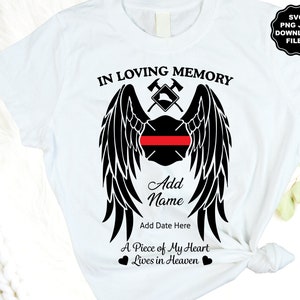 In Loving Memory Angel Wings SVG Firefighter, Angel Wings Fireman ...