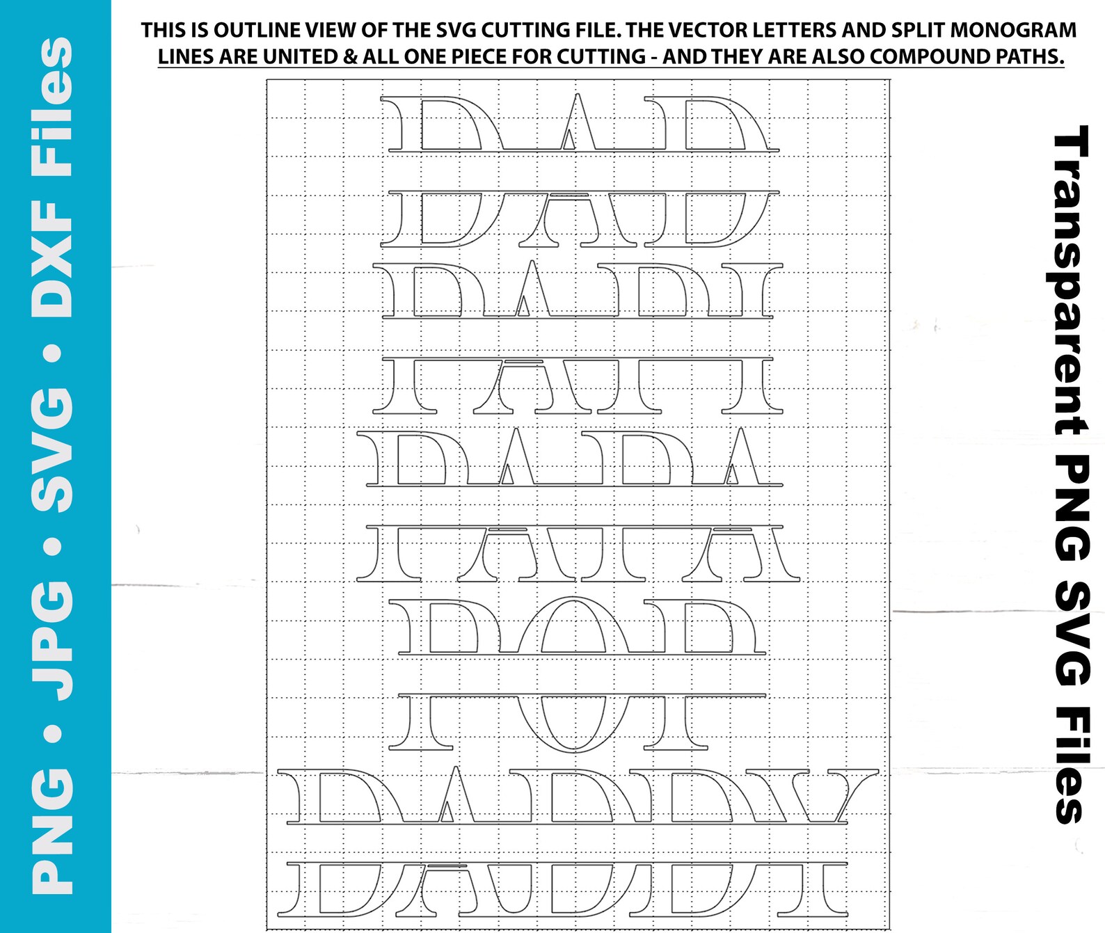 DAD Split Monogram Svg Daddy Svg Pop Svg Papa Svg Papi - Etsy